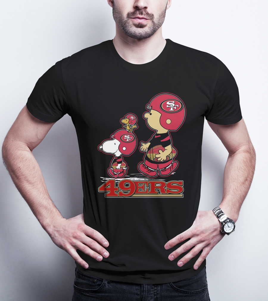 Snpfootball San Francisco 49ers Sf Helmet Peanuts Characters T-Shirt