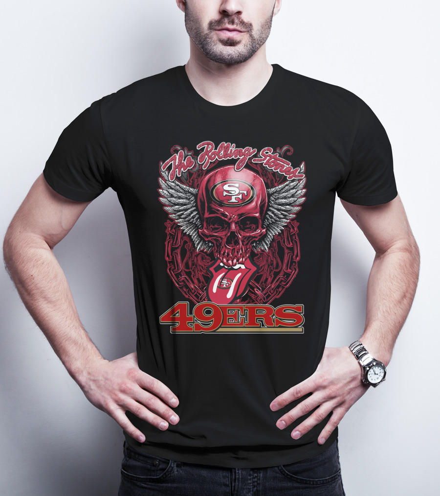 The Rolling Stones San Francisco 49ers Winged Skull And Tongue 49ers T-Shirt