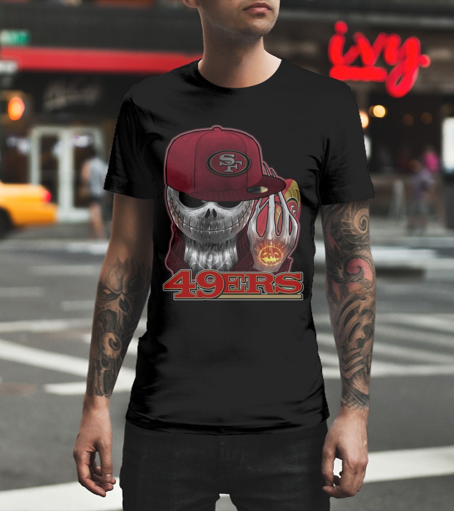Jackskull 49ers SF Pumpkin Halloween Football T-Shirt