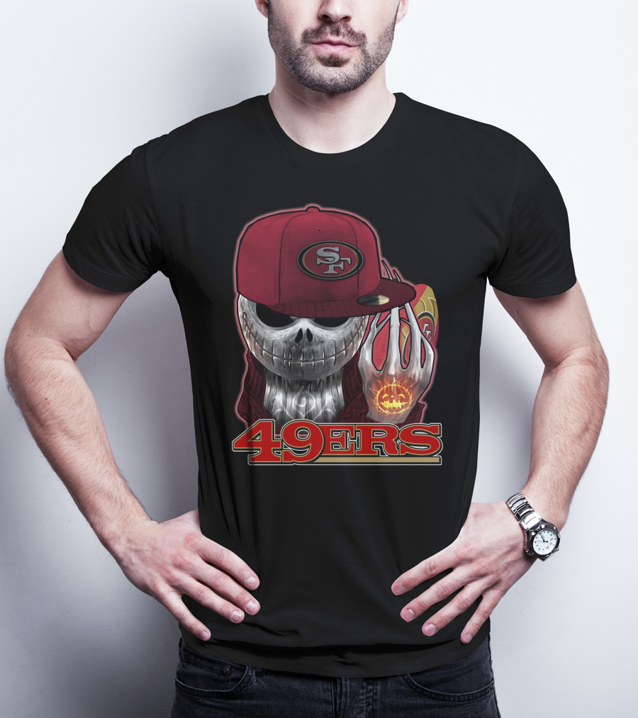 Jackskull 49ers SF Pumpkin Halloween Football T-Shirt