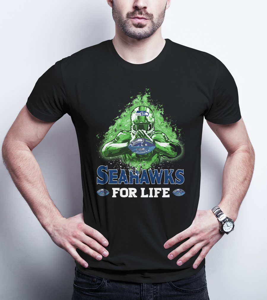 Seahawks For Life Seattle Football Fan Art Green Splash T-Shirt