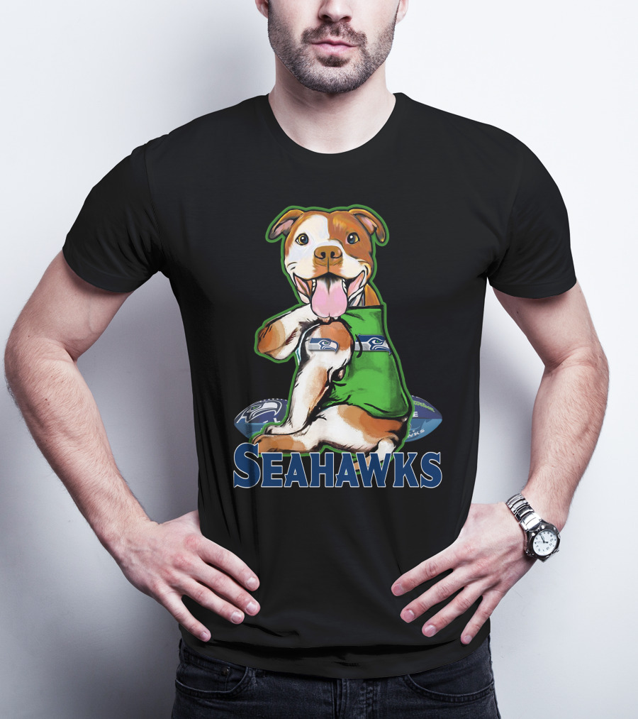 Pittbull Seattle Seahawks Fan Dog T-Shirt