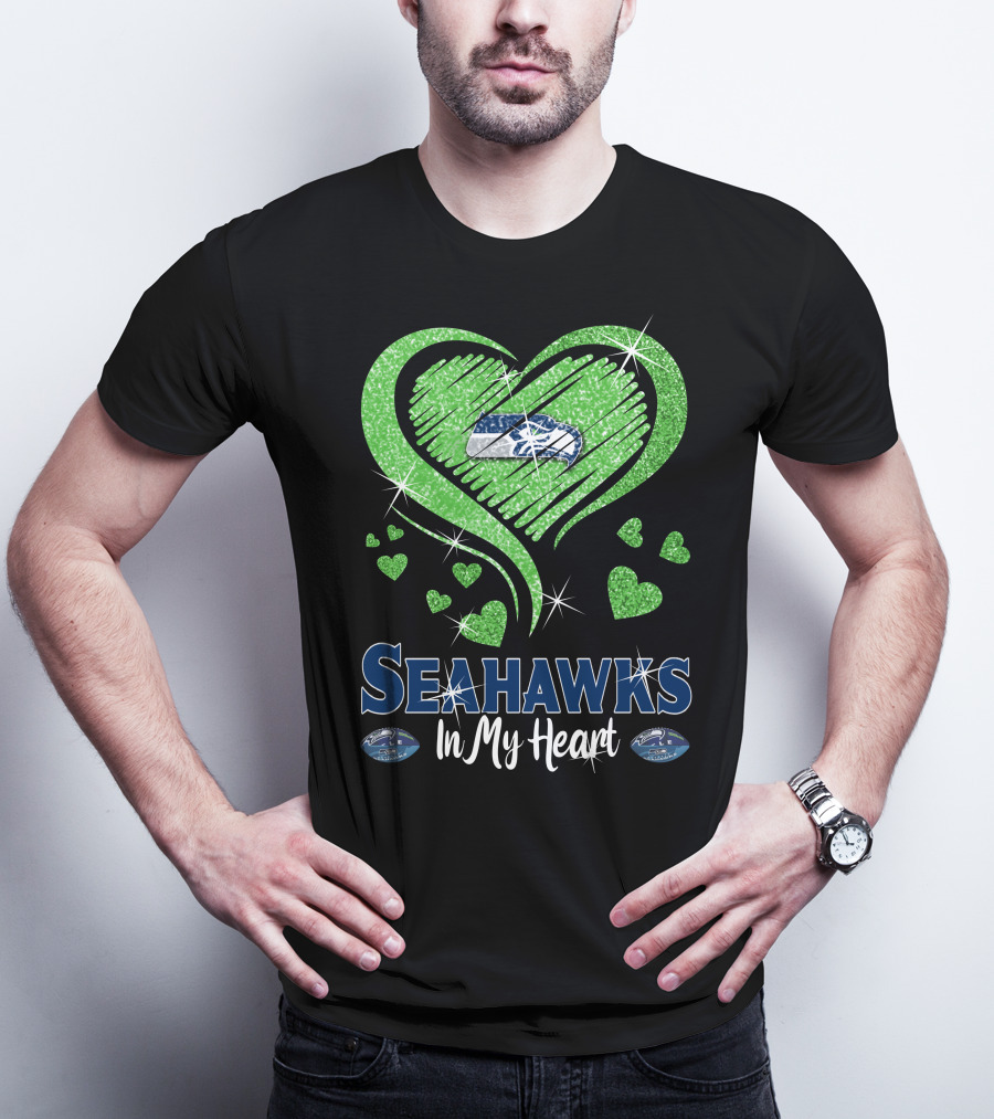 Seahawks In My Heart Sparkling Glitter Design With Team T-Shirt