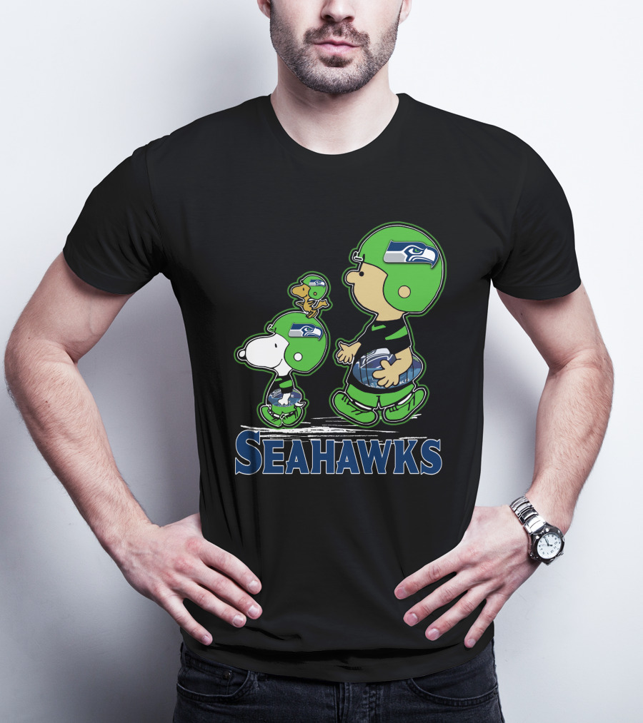 Snpfootball Seattle Seahawks Peanuts Characters Football Helmets Collaboration T-Shirt