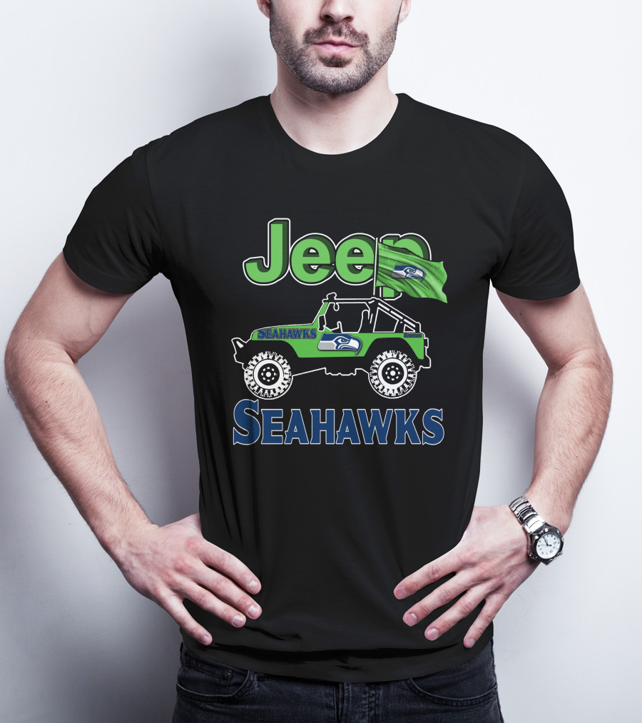Jeep Seattle Seahawks Enthusiast Ride Flag T-Shirt