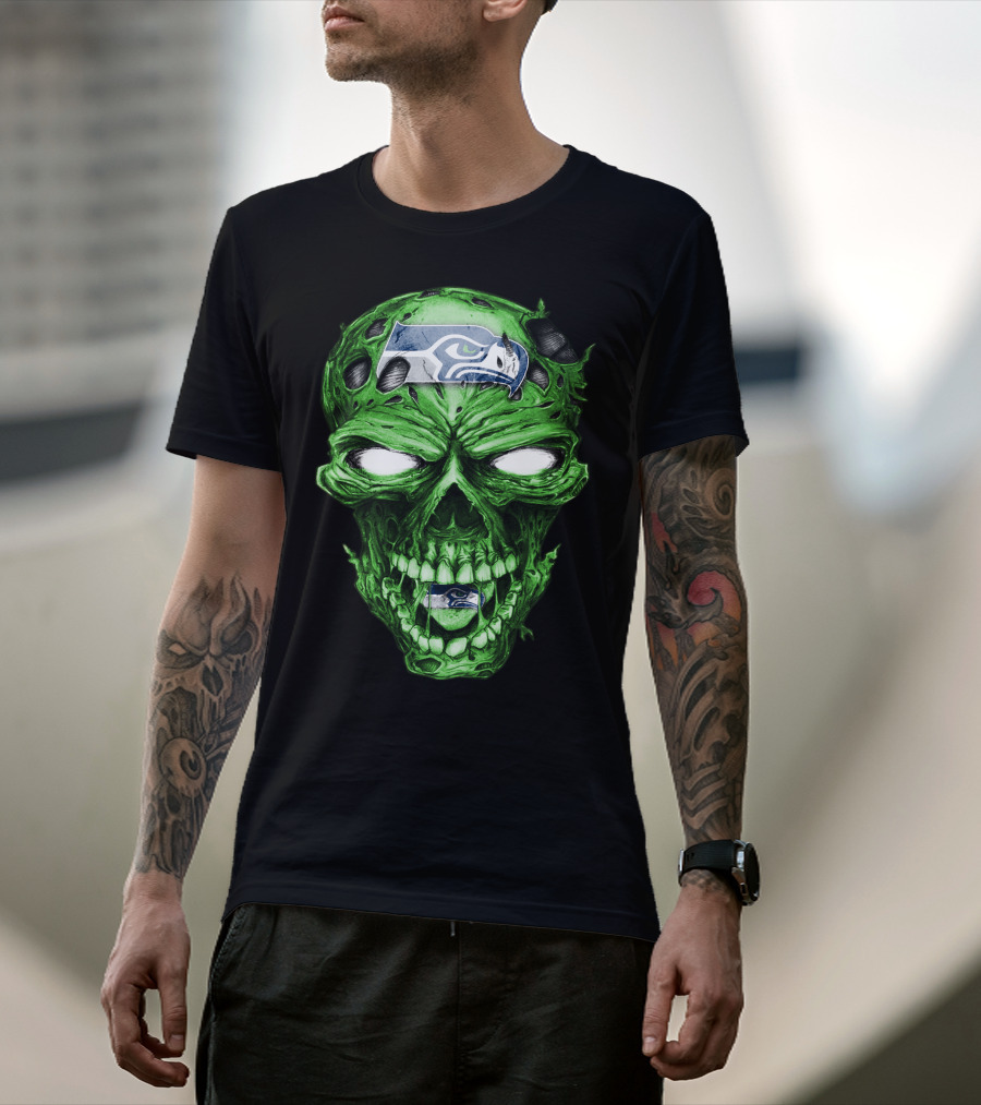 Skull V2 Seattle Seahawks Green Zombie T-Shirt