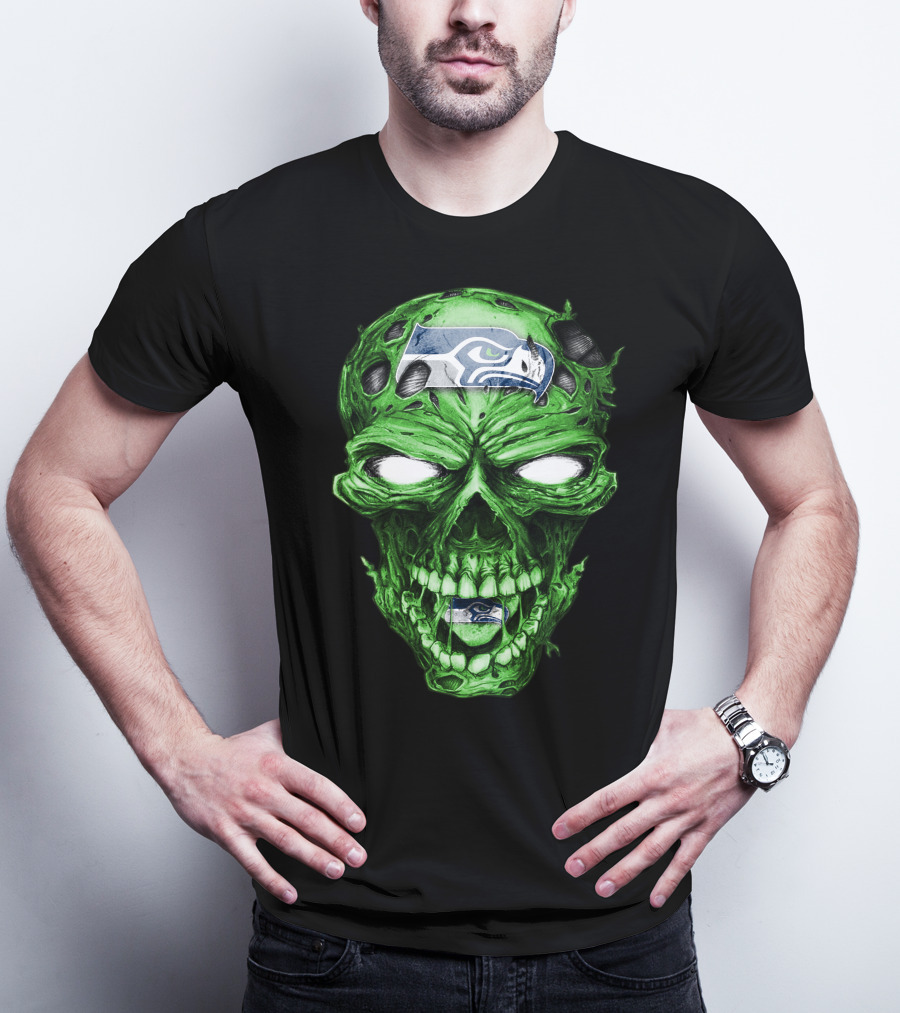 Skull V2 Seattle Seahawks Green Zombie T-Shirt
