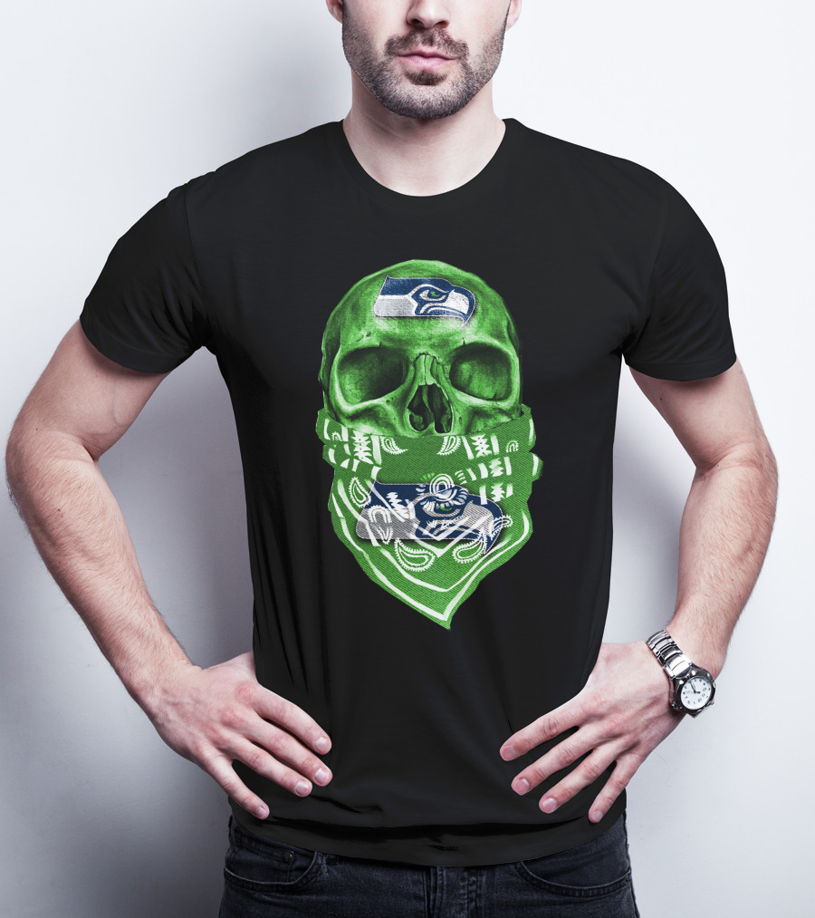Skull V5 Seattle Seahawks Logo Bandana T-Shirt