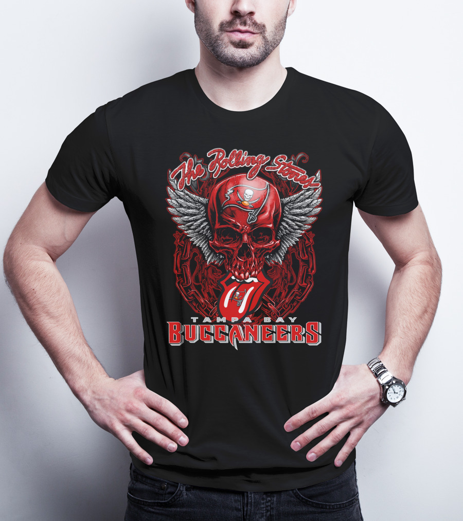 The Rolling Stones Tampa Bay Buccaneers Skull With Wings And Tongue T-Shirt