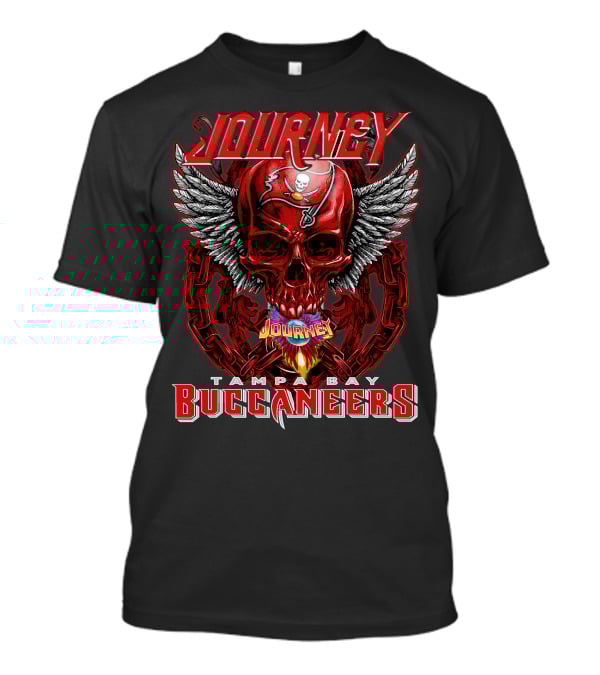 Journey Tampa Bay Buccaneers Skull Wings Chain Flame T-Shirt