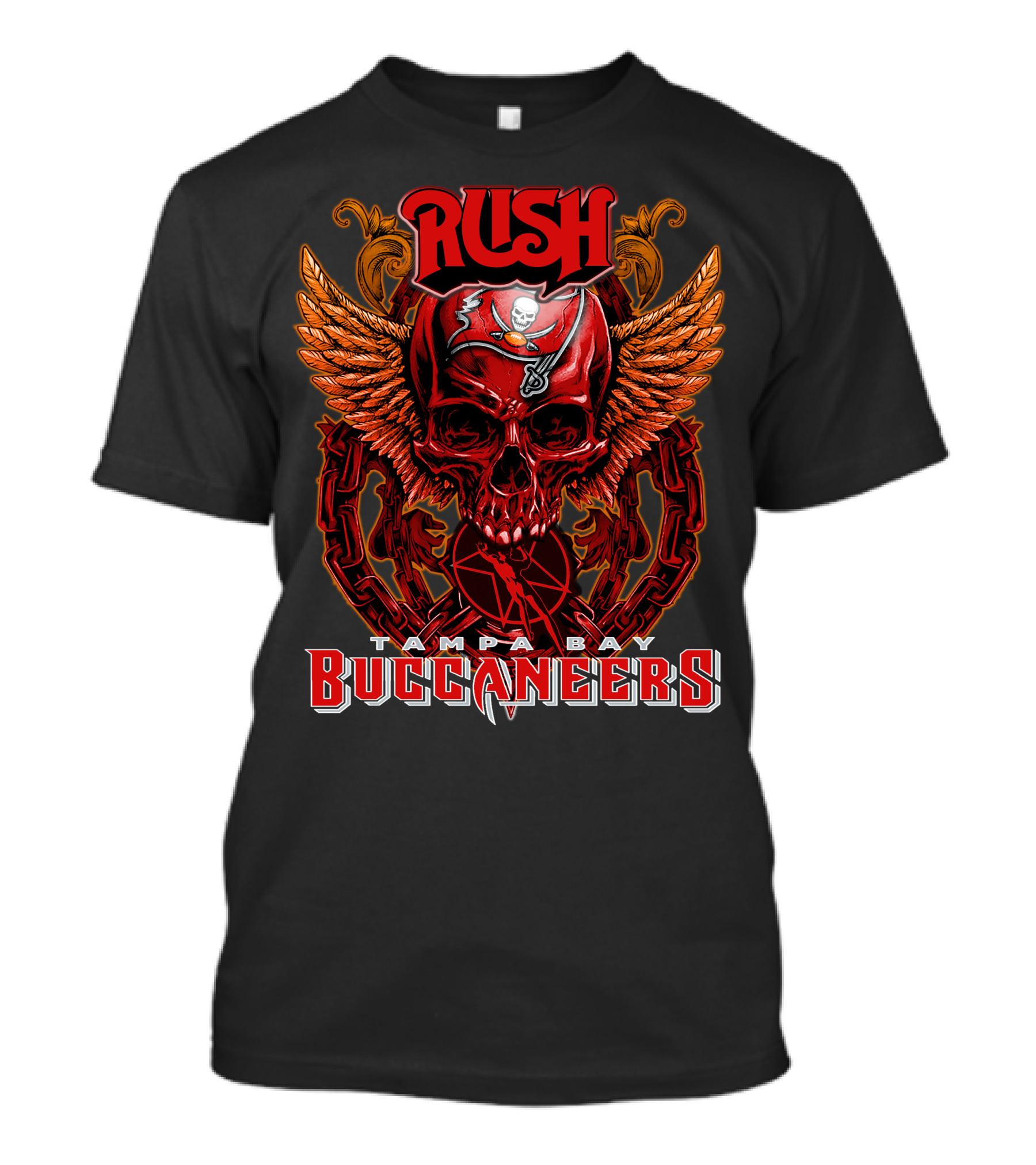 Rush Tampa Bay Buccaneers Skull Wings And Chains T-Shirt