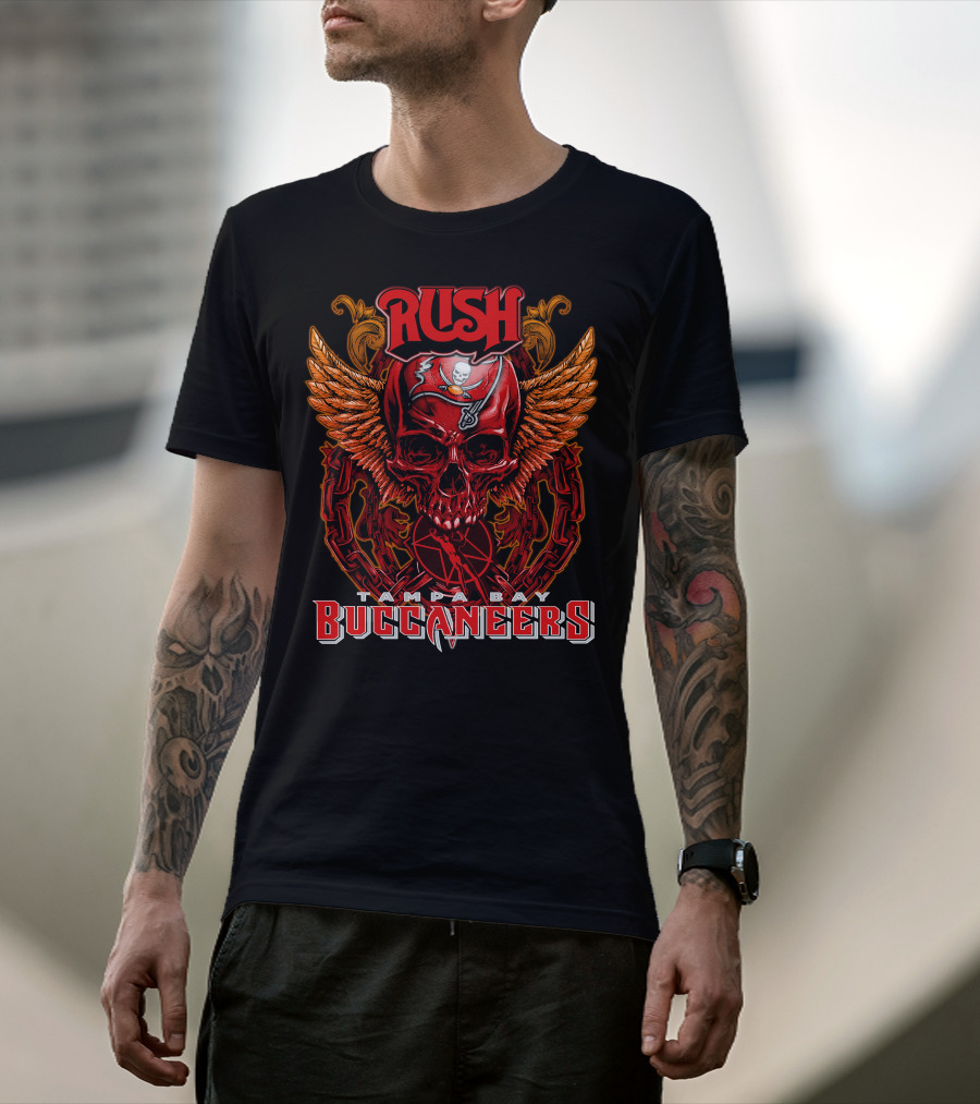 Rush Tampa Bay Buccaneers Skull Wings And Chains T-Shirt