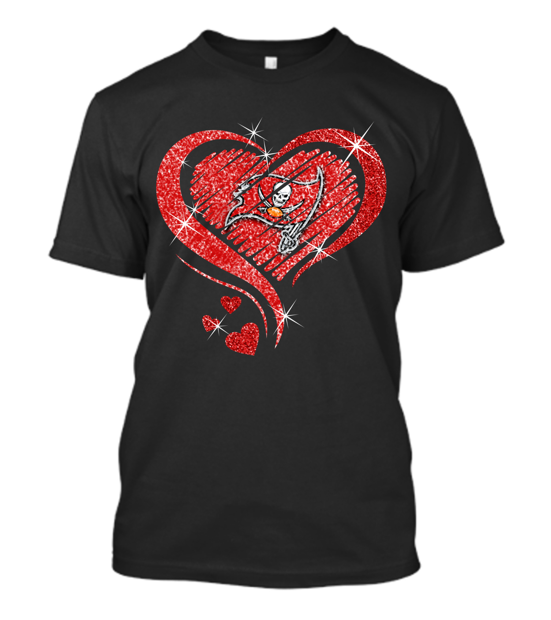 Heart Diamond Tampa Bay Buccaneers Glitter Logo Sparkle T-Shirt