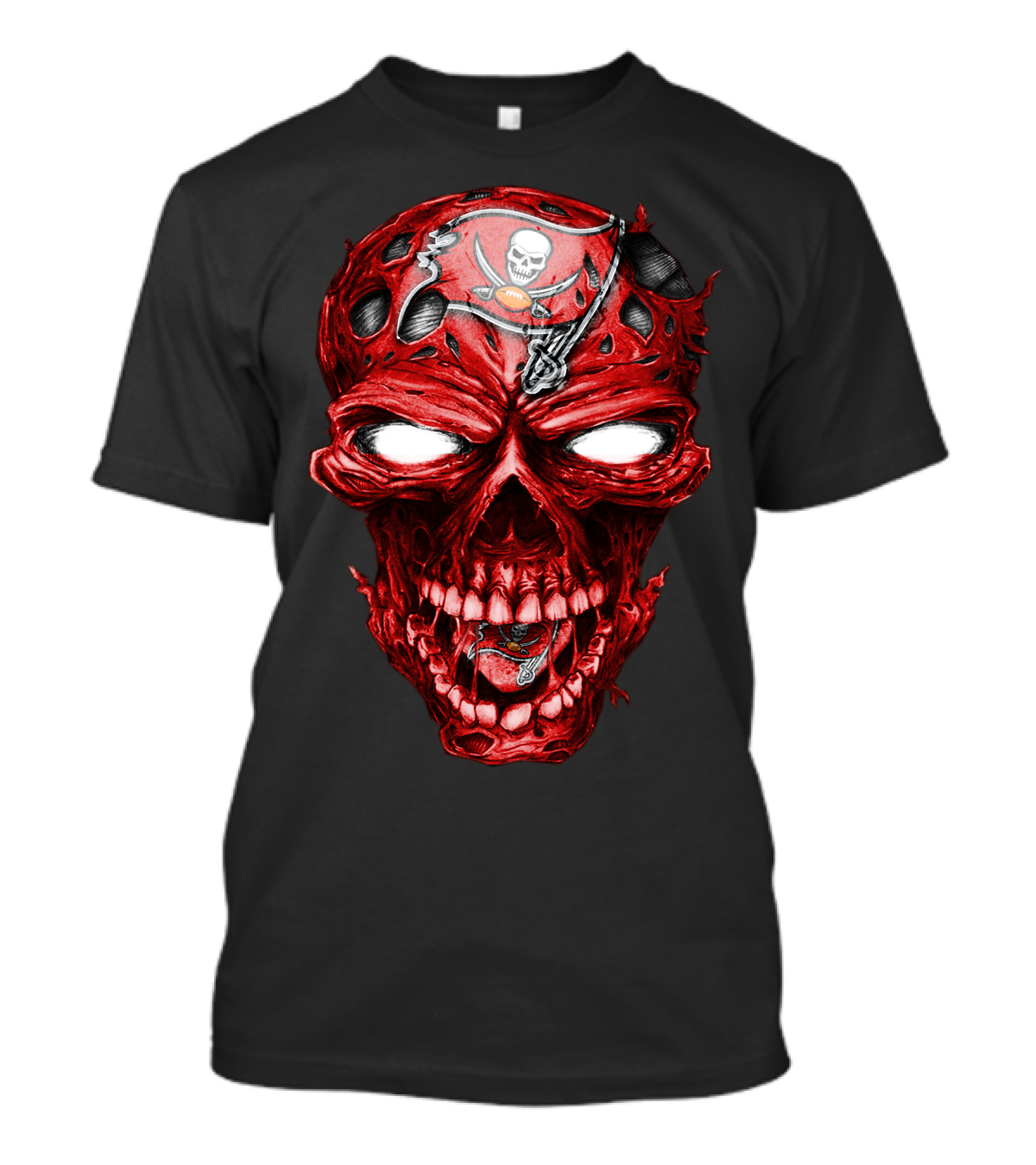 Skull V2 Tampa Bay Buccaneers Logo Red Skull T-Shirt