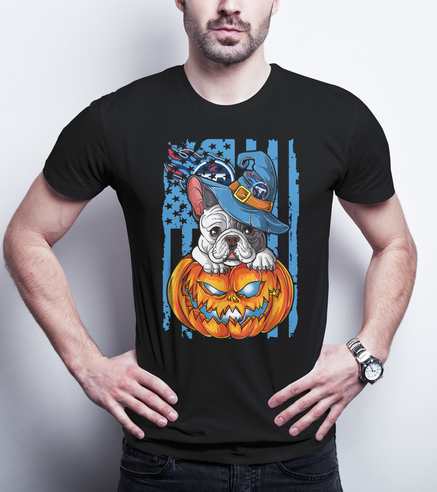 Hlw Bulldog Tennessee Titans Halloween Pumpkin Wizard Hat T-Shirt