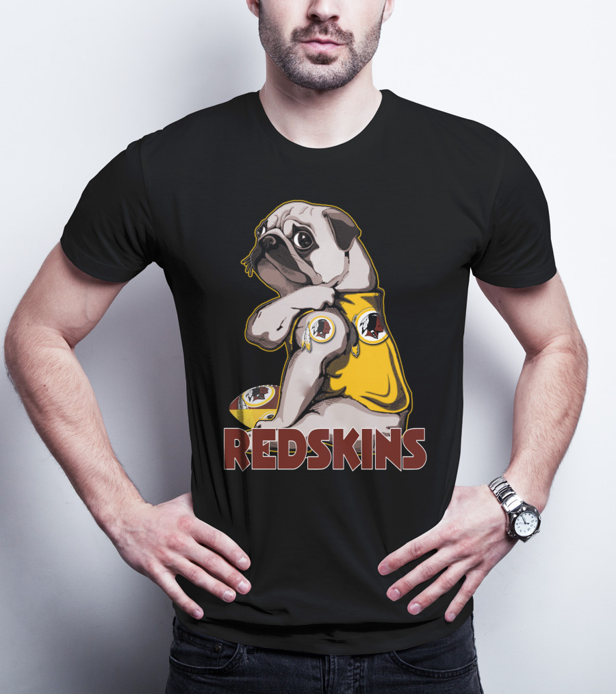 Pug With Washington Redskins T-Shirt