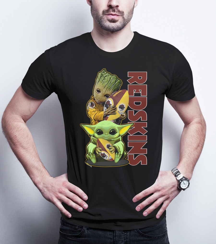 Groot Baby Yoda Washington Redskins Football T-Shirt