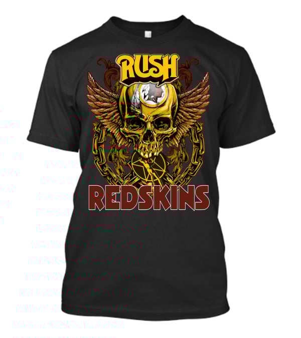 Rush Redskins Skull Wings Chains Dark T-Shirt