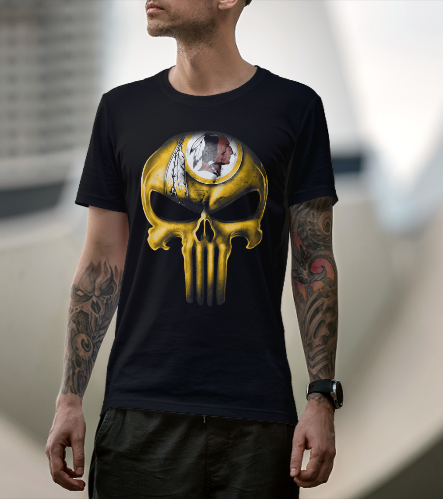 Skull Washington Redskins Logo Iconic Yellow T-Shirt