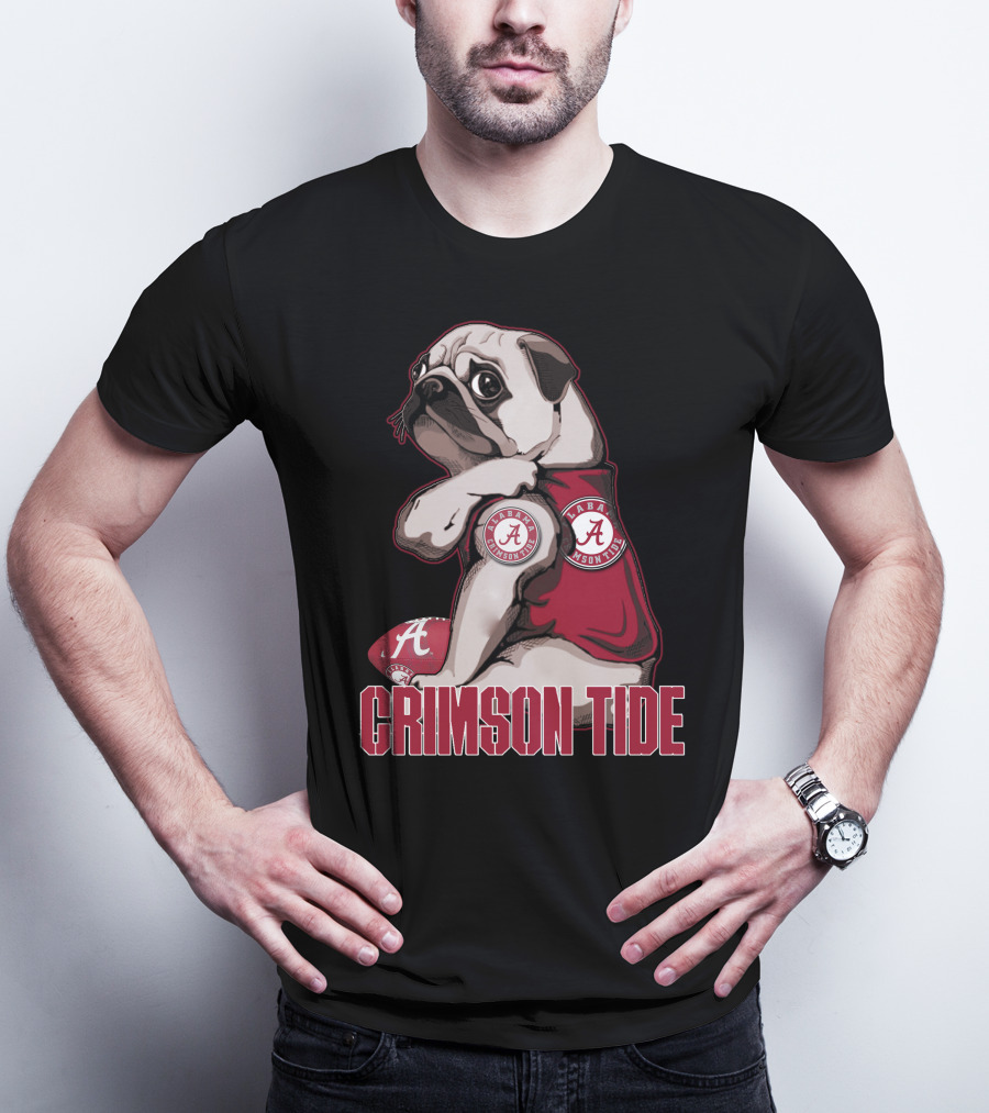 Pug Alabama Crimson Tide Football Fan Puppy T-Shirt