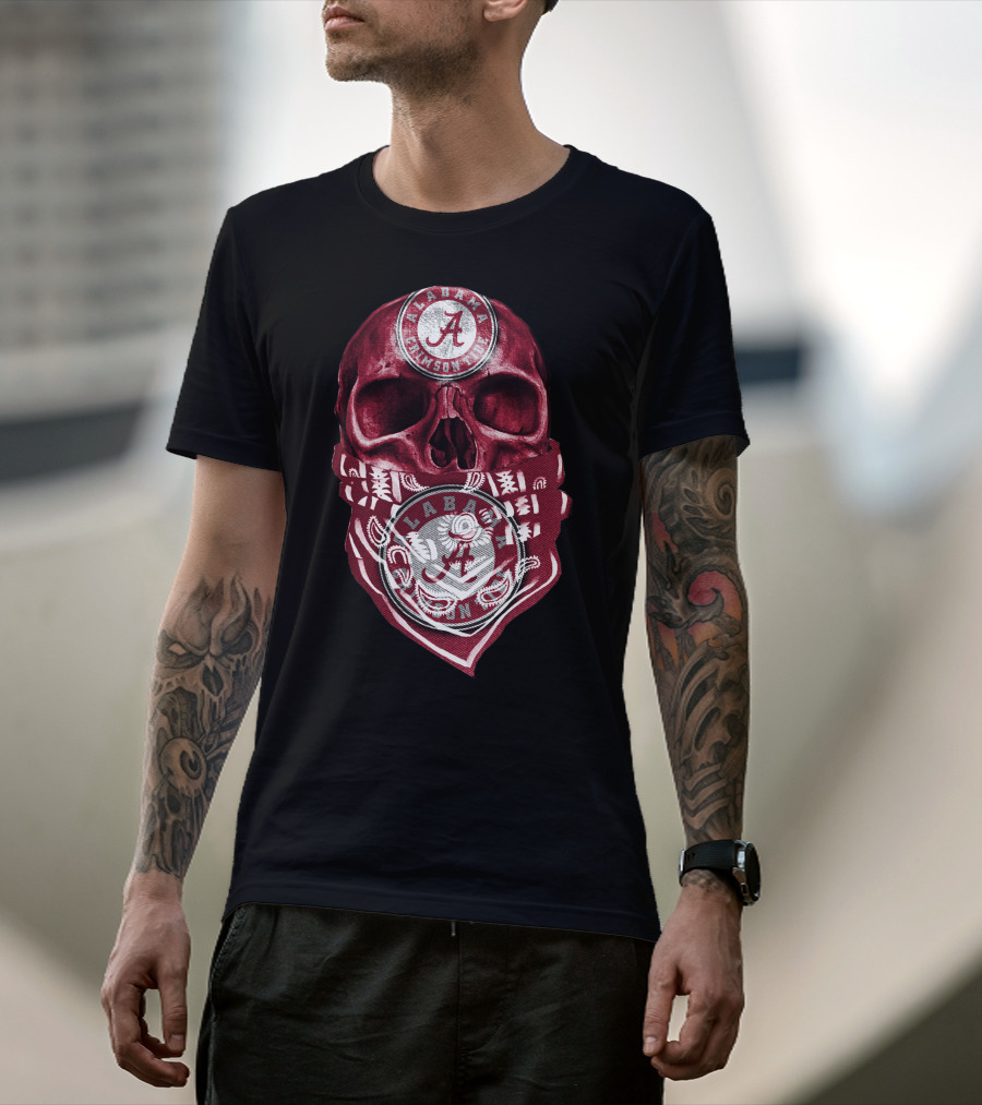 Skull Alabama Crimson Tide Bandana T-Shirt