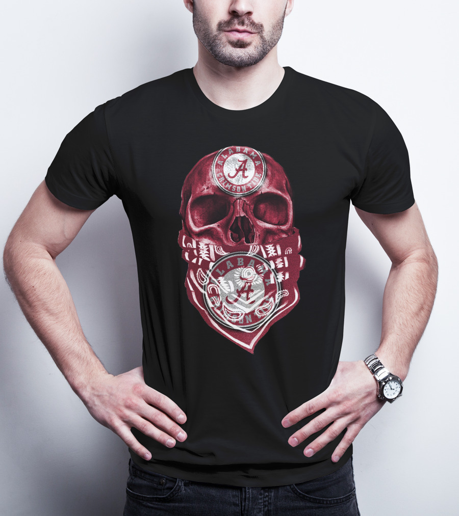 Skull Alabama Crimson Tide Bandana T-Shirt