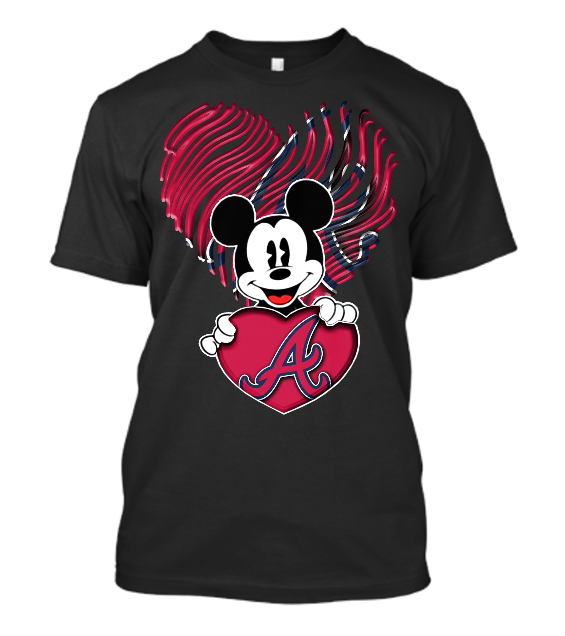 Mickey Mouse Atlanta Braves Heart T-Shirt