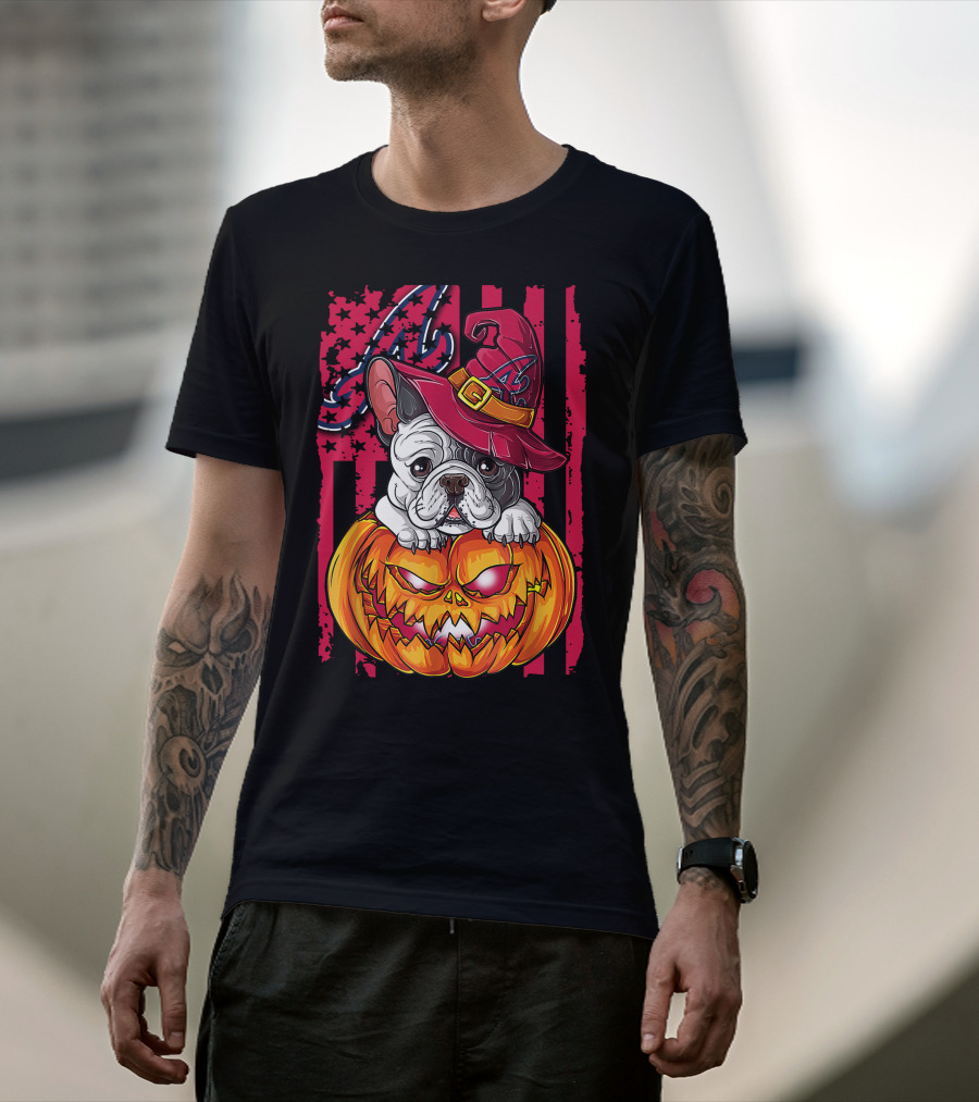 Atlanta Braves Halloween Bulldog Pumpkin T-Shirt