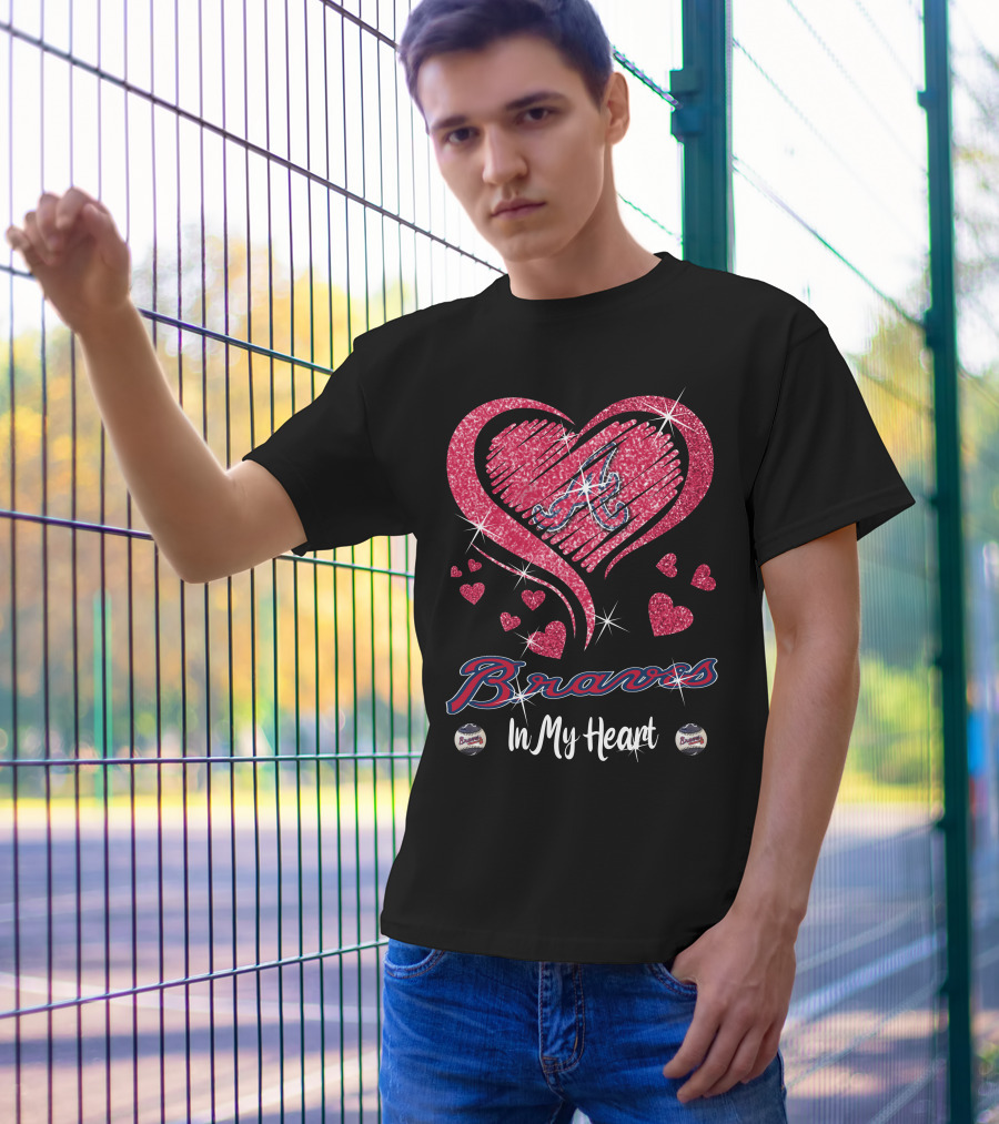 Braves In My Heart Sparkling Heart T-Shirt