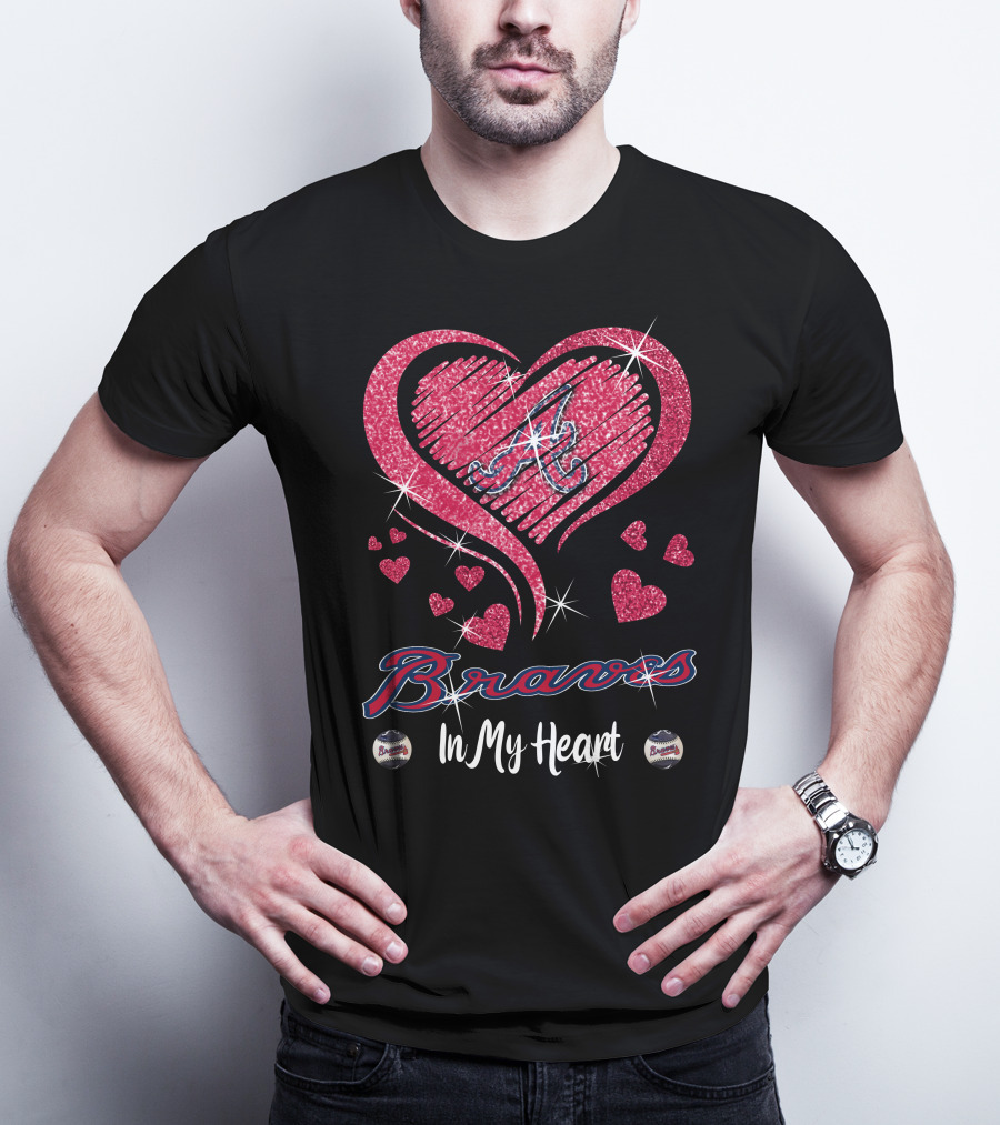Braves In My Heart Sparkling Heart T-Shirt