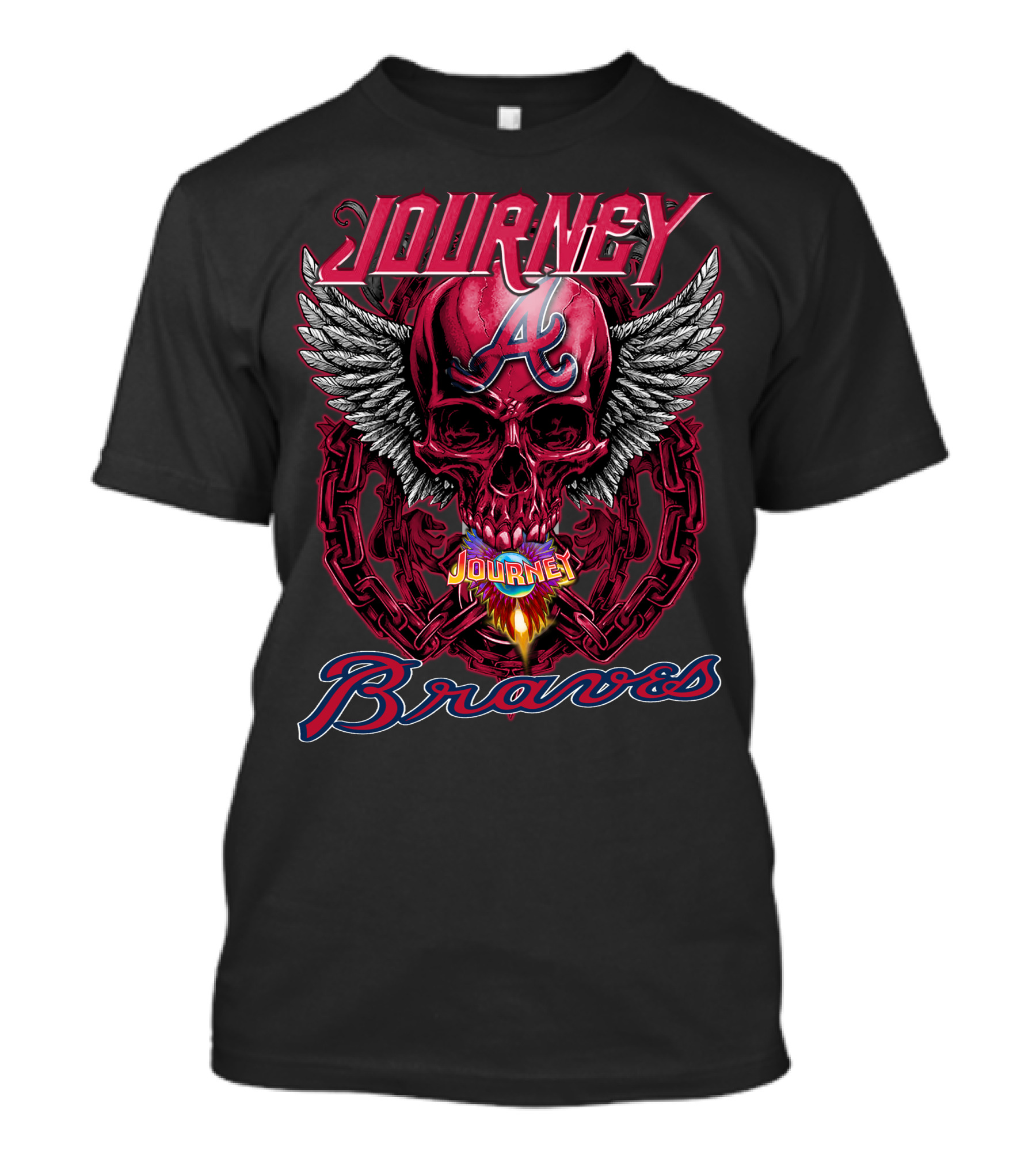 Journey Atlanta Braves Skull Wings T-Shirt