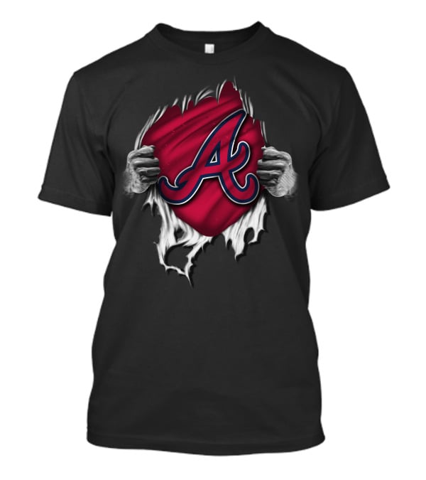 Atlanta Braves Torn Logo Emblem With Hands Peeling T-Shirt
