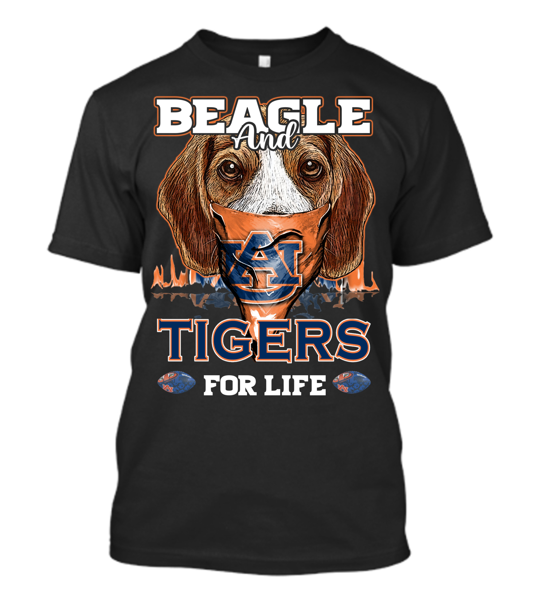 Beagle And Auburn Tigers For Life T-Shirt