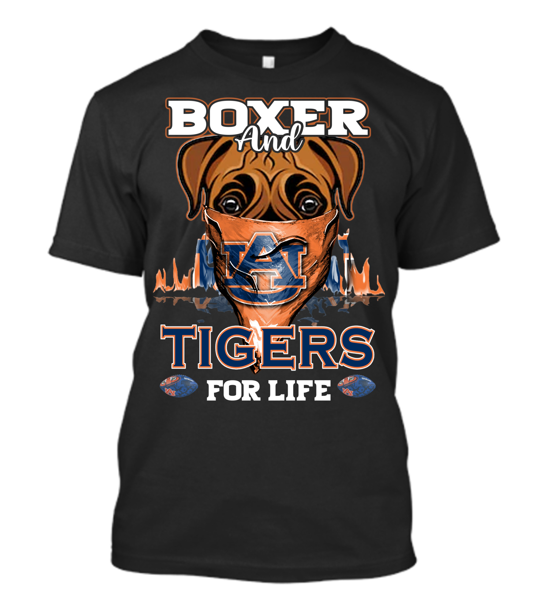 Boxer And Auburn Tigers For Life T-Shirt