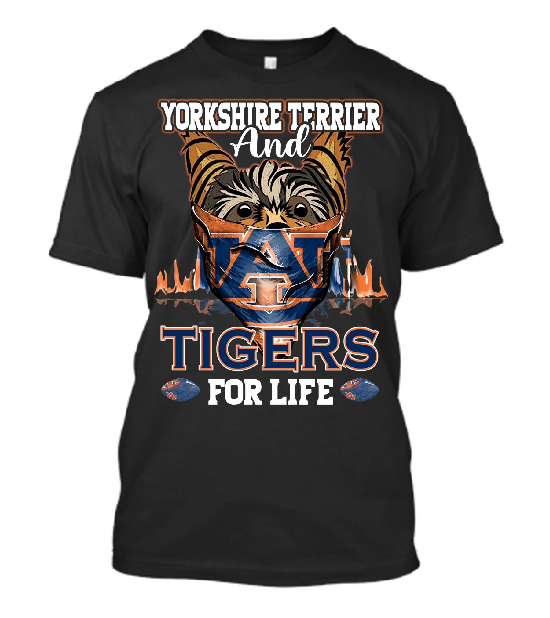 Yorkshire Terrier And Auburn Tigers For Life T-Shirt