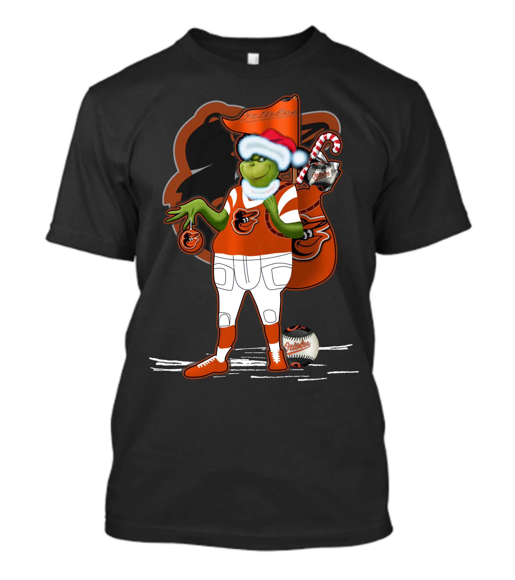 Grinch Merry Baltimore Orioles Christmas Baseball T-Shirt