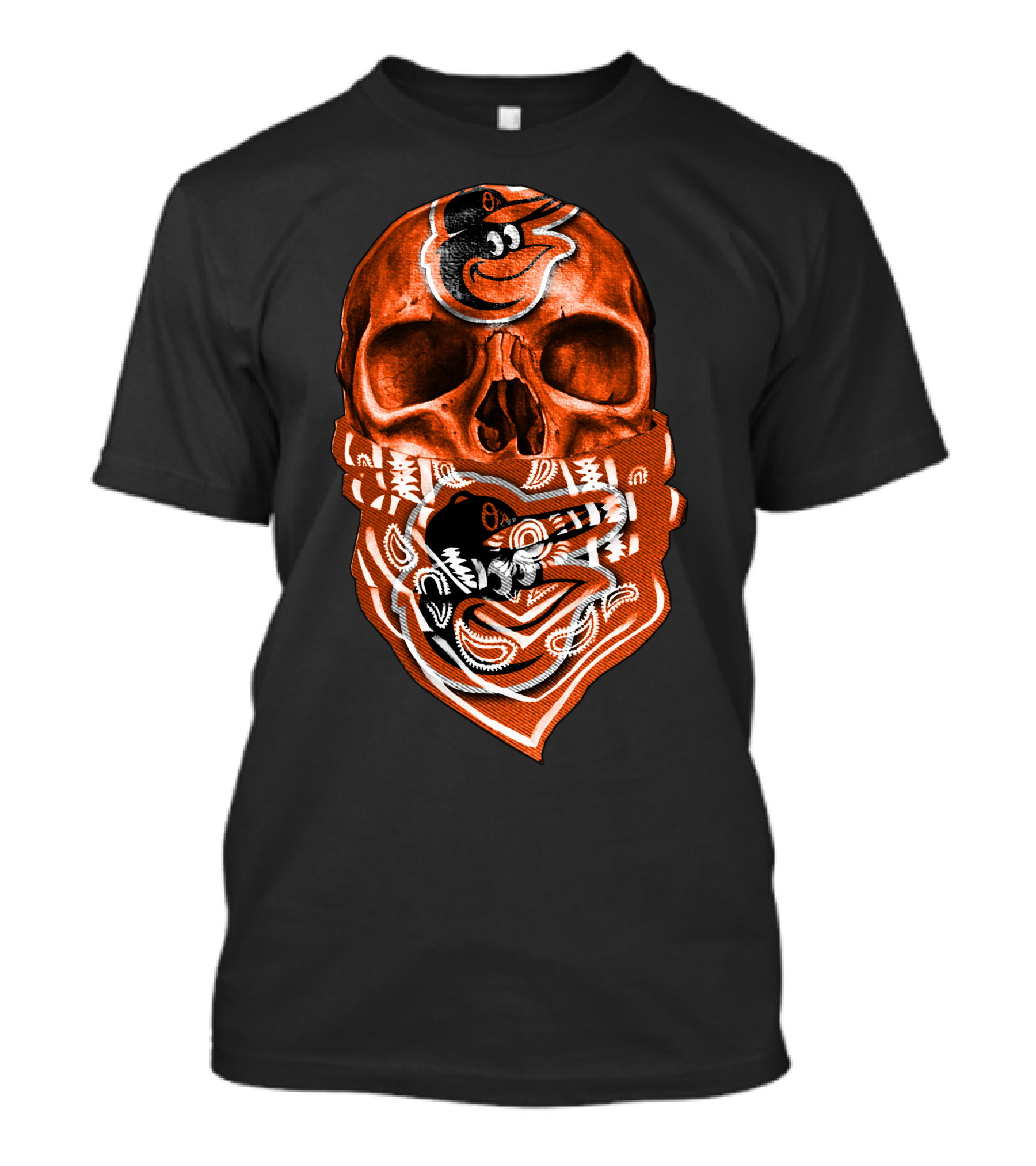 Skull Bandana V5 Baltimore Orioles T-Shirt