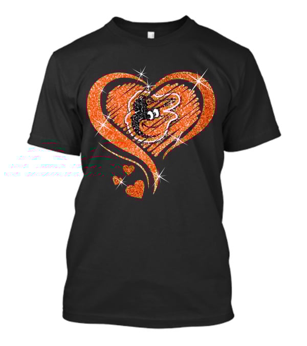 Heart Diamond Glitter Baltimore Orioles Bird T-Shirt