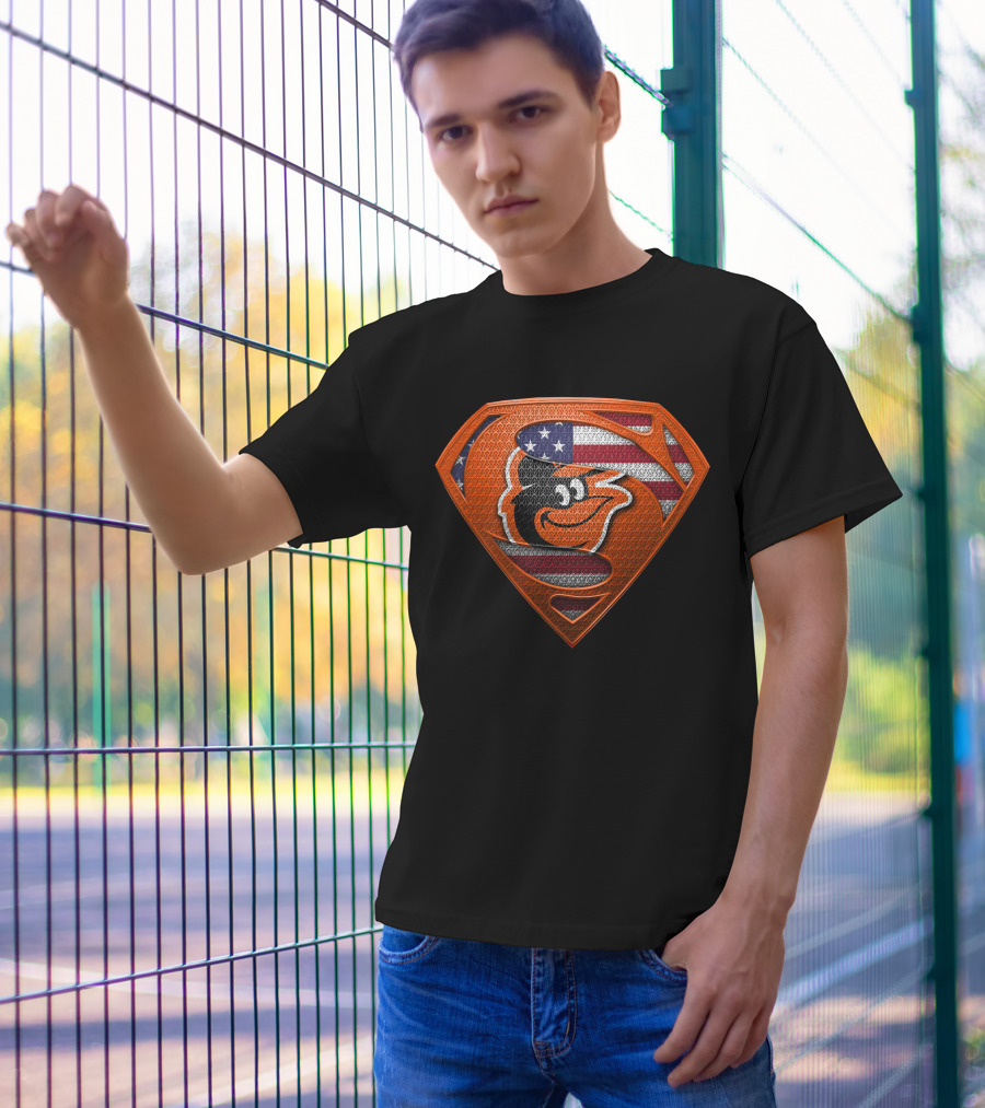 Superman Baltimore Orioles American Flag T-Shirt