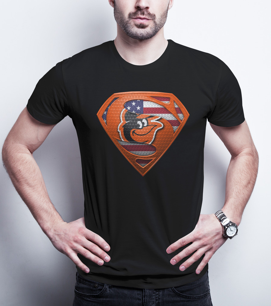 Superman Baltimore Orioles American Flag T-Shirt