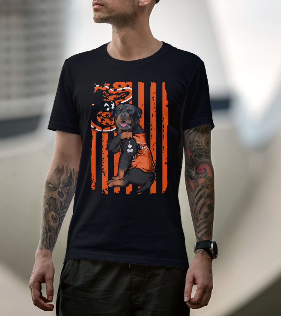 Rottweiler I Mom Baltimore Orioles American Flag T-Shirt