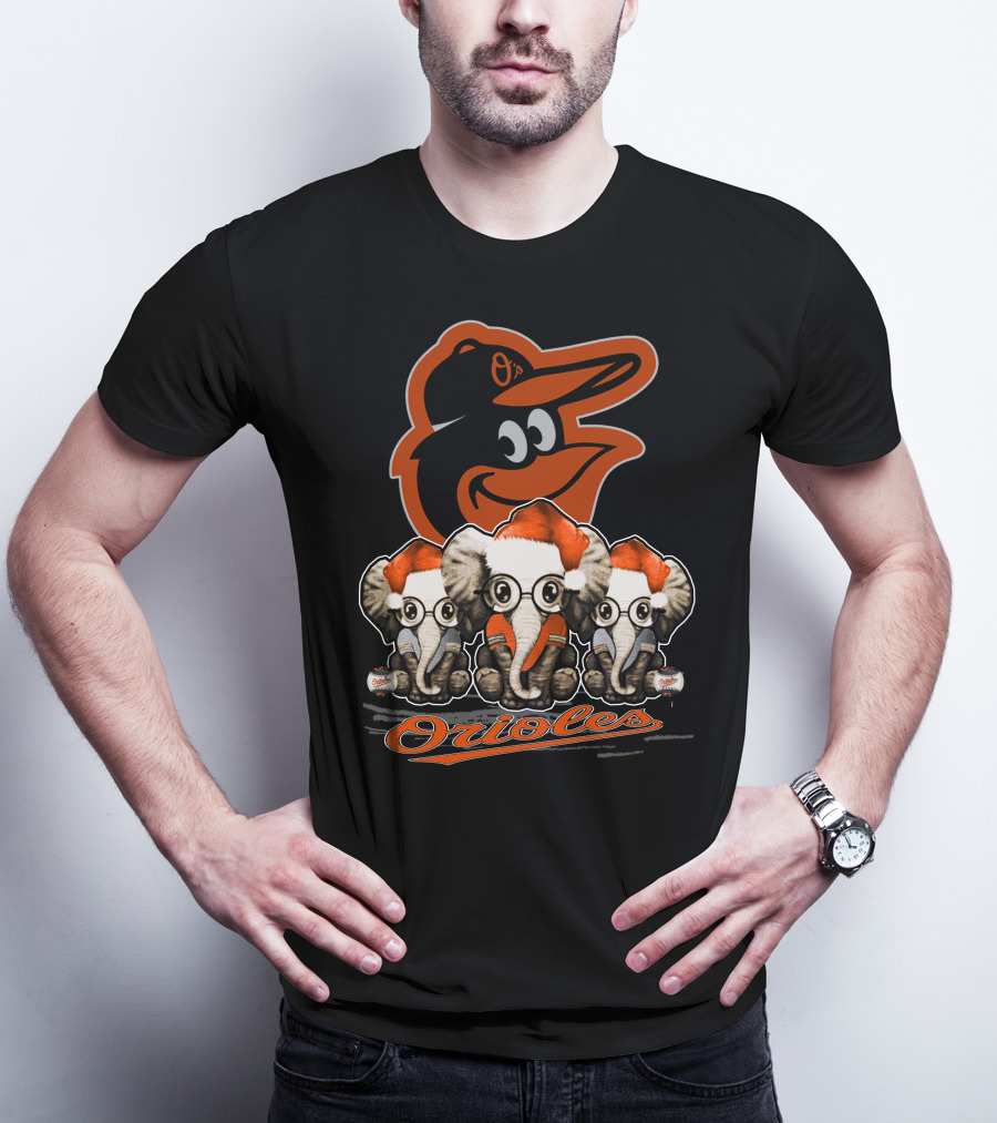 Elephan Xmas Orioles Santa Hat Baltimore Orioles T-Shirt