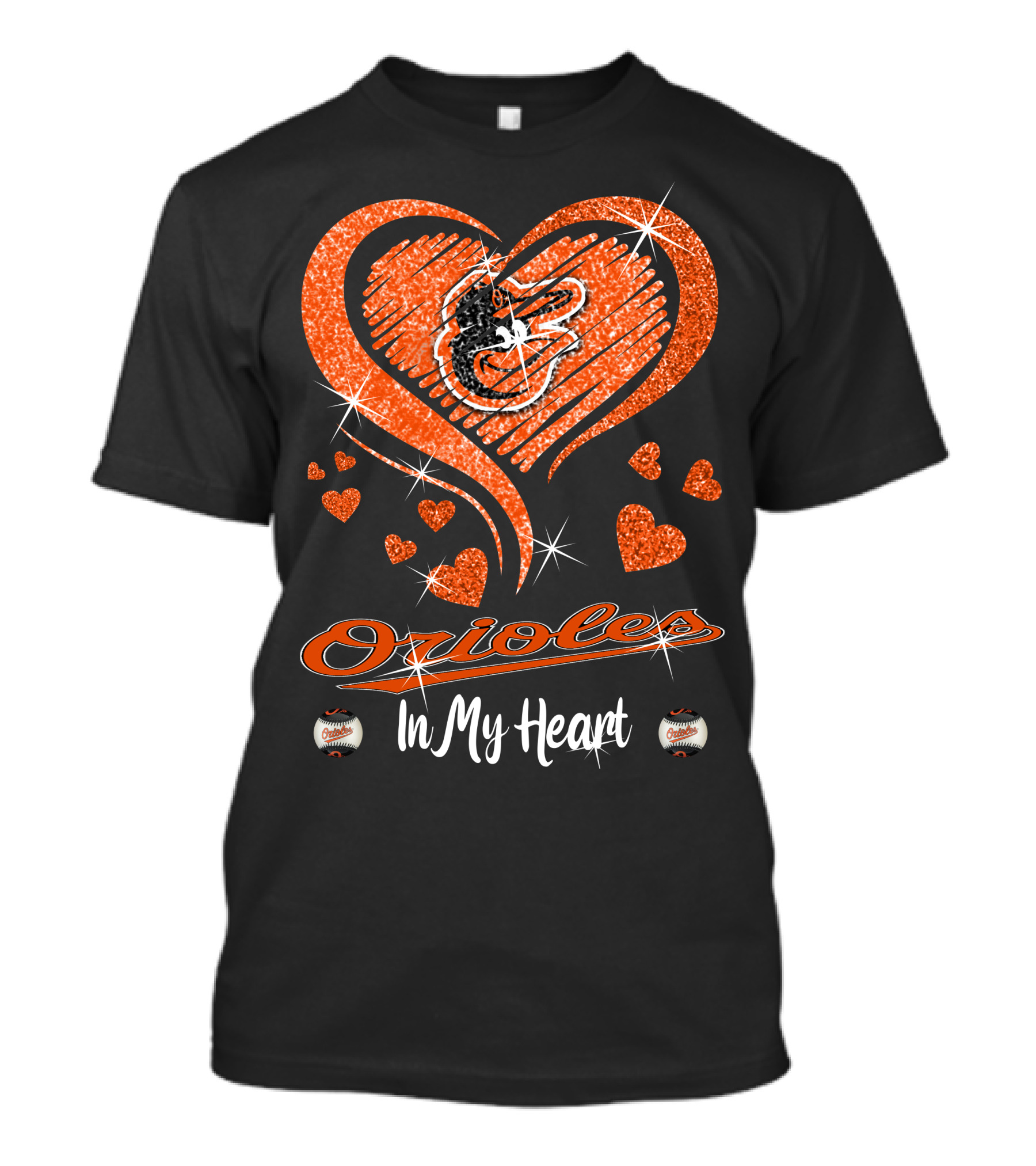 Orioles Heart Sparkle Baltimore Orioles In My Heart T-Shirt