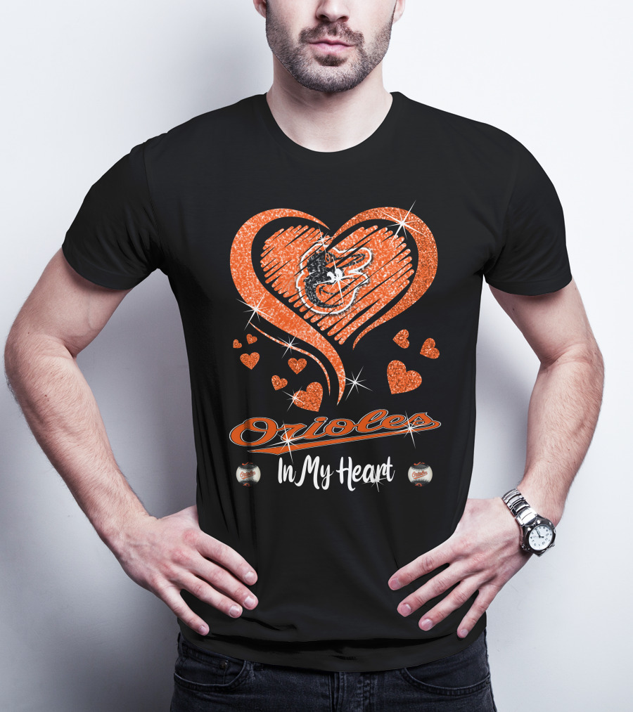 Orioles Heart Sparkle Baltimore Orioles In My Heart T-Shirt