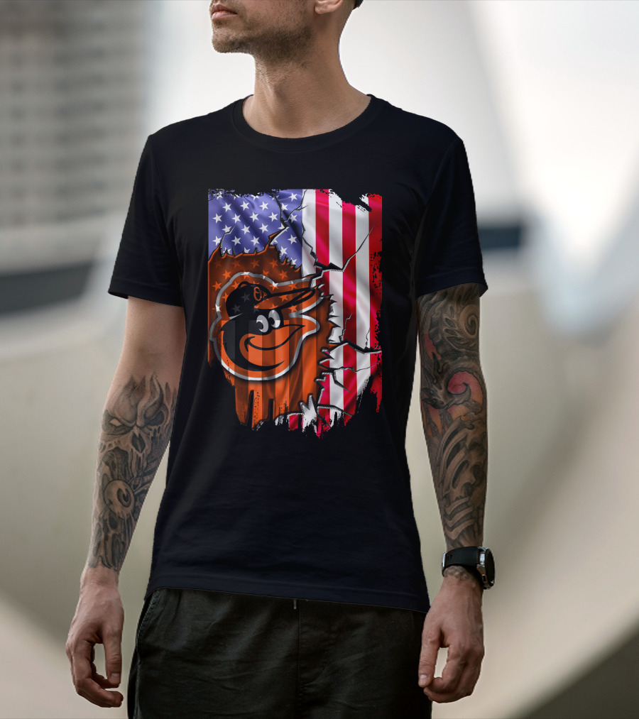 American Flag Baltimore Orioles T-Shirt
