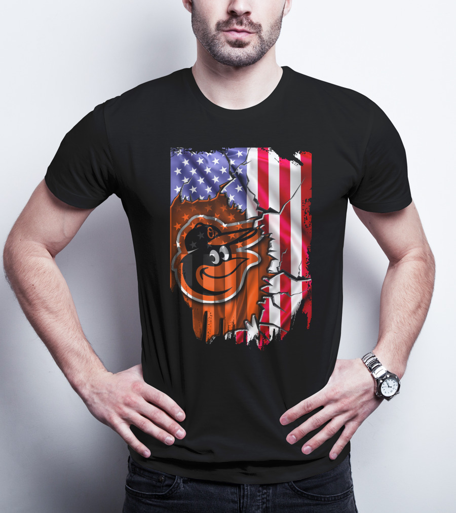 American Flag Baltimore Orioles T-Shirt