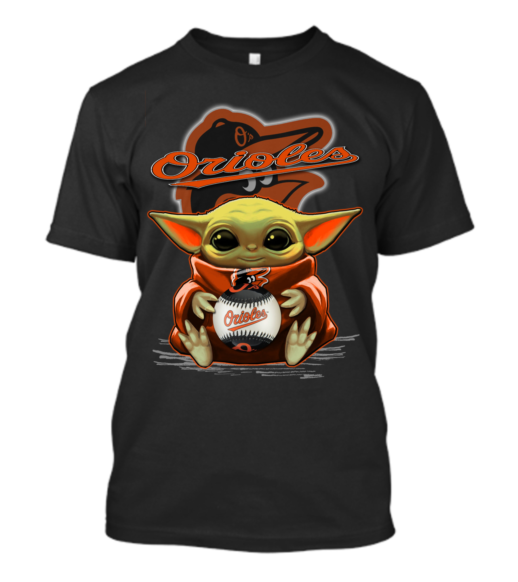 Orioles Baseball Yoda With Team Logo And Cap T-Shirt