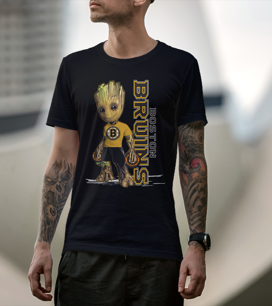 Groot Boston Bruins NHL Hockey Character Crossover T-Shirt