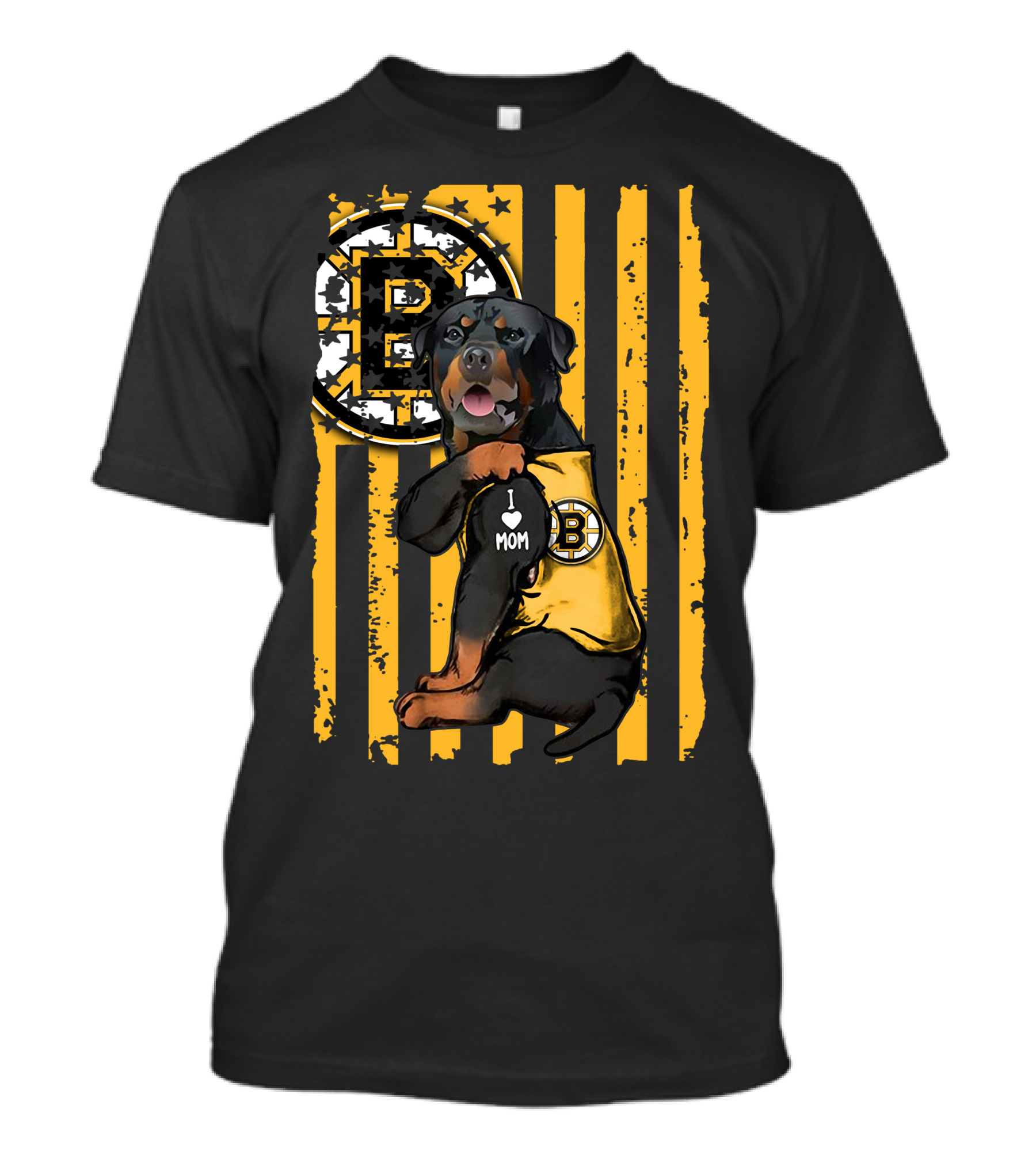 Rottweiler Boston Bruins I Love Mom T-Shirt