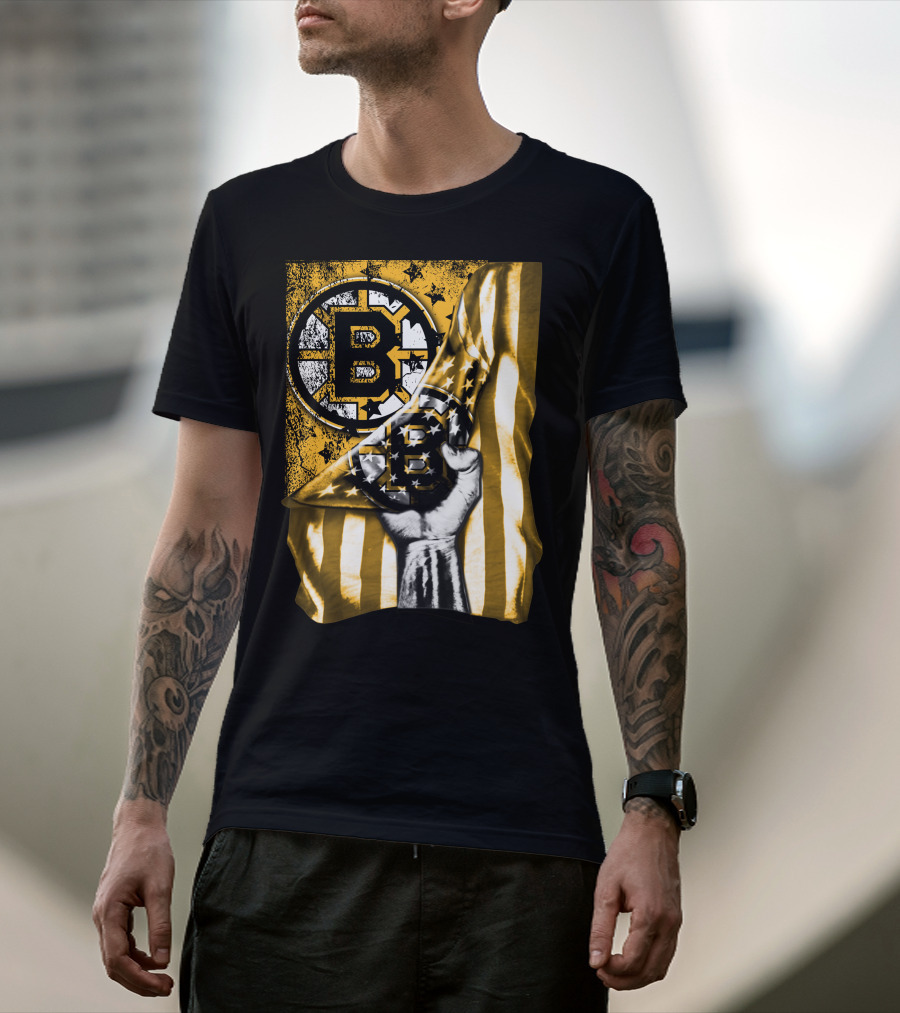 Boston Bruins American Flag Emblem T-Shirt